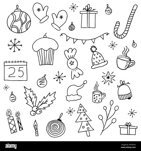 Vector Doodles Of A New Years Set Stock Vector Image And Art Alamy