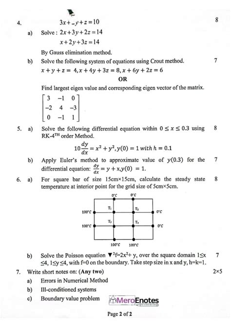 Pu Be Computer Numerical Methods Question Paper 4th Sem Mero Enotes