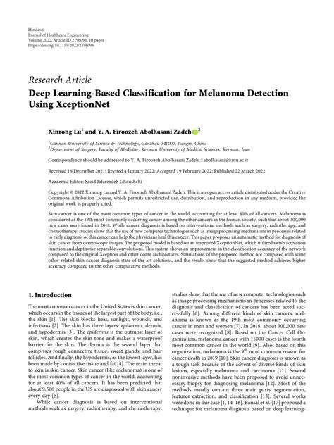 Pdf Deep Learning Based Classification For Melanoma Detection Using Xceptionnet