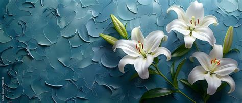 White Lilies Branch Funeral Background With Space For Message Of