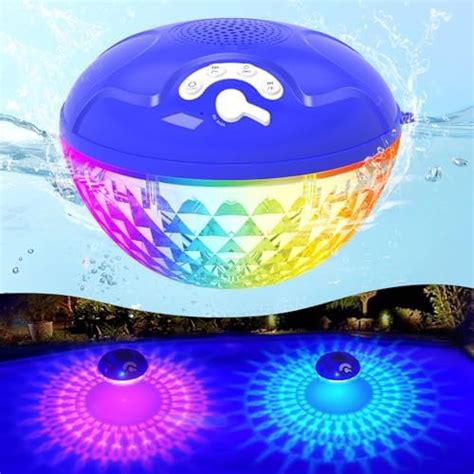 Amazon.com: Junbig Floating Pool Speaker with Lights, IP68 Waterproof Bluetooth Speakers for ...