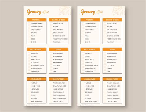 Autumn Style Grocery List Template Wordlayouts