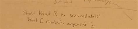 Solved Show That R Is Uncoutable Hint Cantors Avgument Chegg