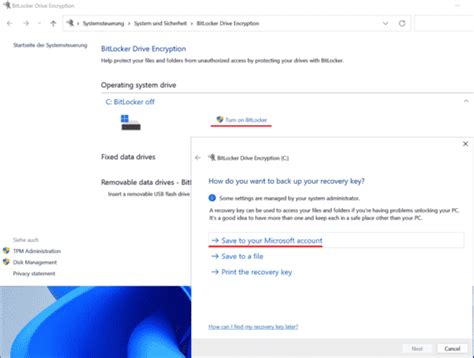 Save And Access The BitLocker Recovery Key In The Microsoft Account Sysops