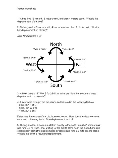 Calculating Displacement Vectors Solving Word Problems Involving