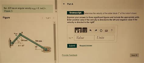 Solved Bar Ab Has An Angular Velocity ωab 6rad S Figure 1