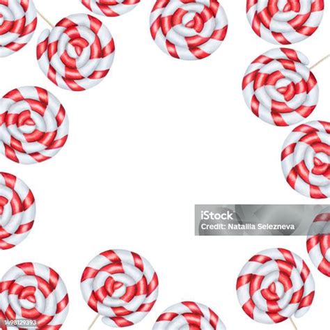 크리스마스 사탕 지팡이 그림이 있는 수채화 프레임 새해 손으로 그림을 그리는 롤리팝은 하얀 배경에 분리되어 있다 디자이너 음식 장식 메뉴 상점 엽서 포장지 표지 포스터 및