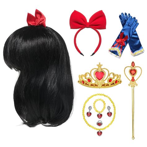 백설공주 드레스 업 액세서리 세트 어린 소녀 티아라 백설공주 코스프레 크라운 헤어 머리띠 장갑 목걸이 세트 헤어 액세서리 Aliexpress