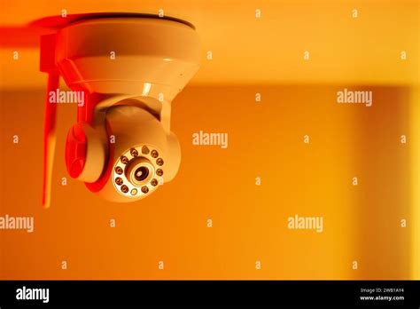 Modern Security CCTV IP Camera Wireless IP Camera Surveillance And Monitoring Concept Stock
