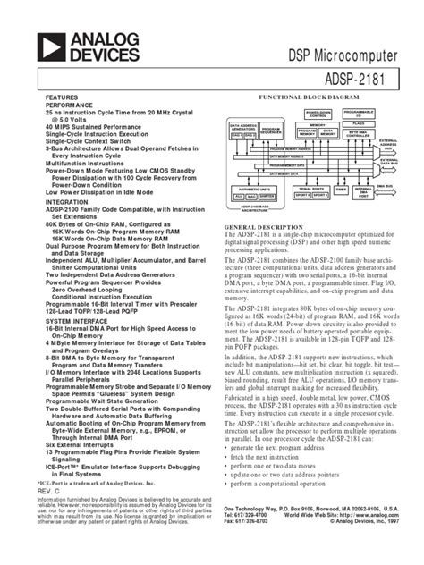 adsp 2181 pdf input output central processing unit