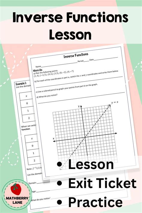 inverse functions lesson plan guided notes practice worksheets high