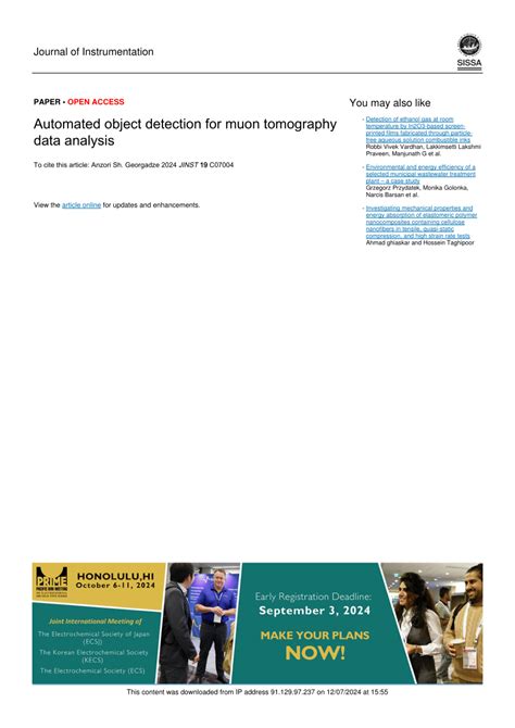 pdf automated object detection for muon tomography data analysis
