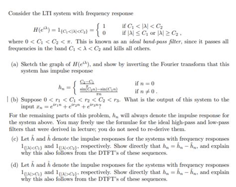 Consider The LTI System With Frequency Response If C Chegg