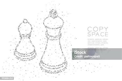 개요 기 사각형 상자 픽셀 패턴 체스 왕과 폰 모양 비즈니스 전략 개념 디자인 블랙 색상 그림 복사 공간 벡터 Eps 10 흰색 배경 경쟁에 대한 스톡 벡터 아트 및 기타