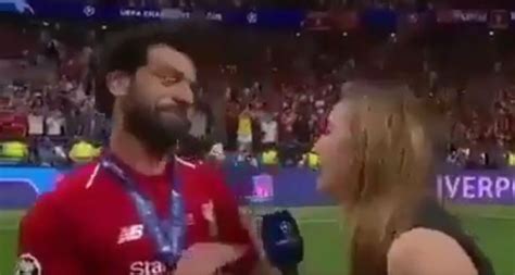 Watch Mo Salah Thought The Reporter Was Going In For A Kiss So He Raised His Hand To Stop Her