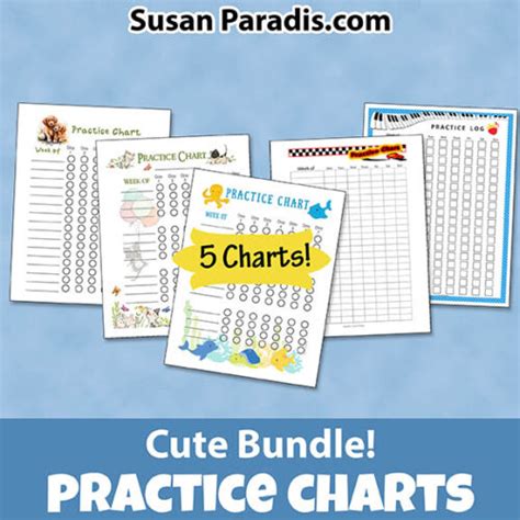 Cute Practice Chart Bundle Susan Paradis Piano Teaching Resources