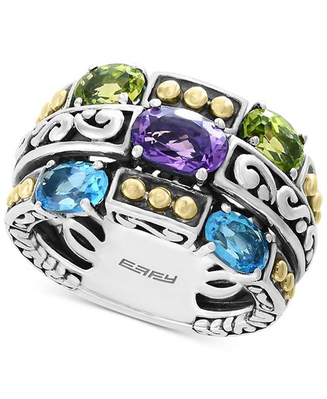 Effy Collection Effy® Multi Gemstone Statement Ring 2 910 Ct Tw In Sterling Silver And 18k