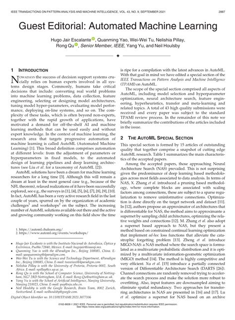 pdf guest editorial automated machine learning