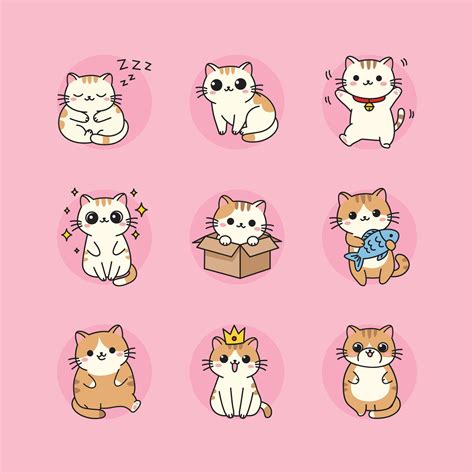 Nine Adorable Cartoon Style Cats 59150042 Vector Art At Vecteezy