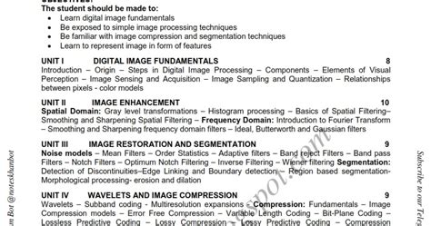 It6005 Digital Image Processing Syllabus Semester Vii Elective It Btech