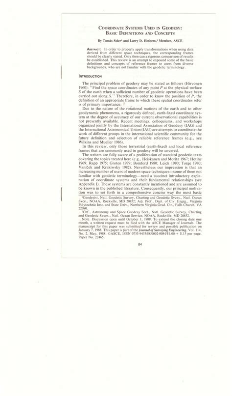 Pdf Coordinate Systems Used In Geodesy Basic Definitions And Concepts