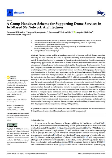 Pdf A Group Handover Scheme For Supporting Drone Services In Iot