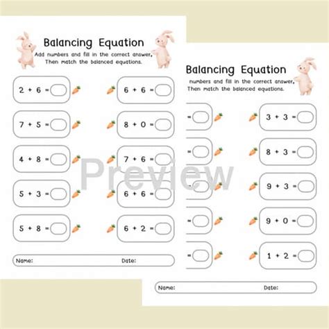 Balancing Equations Single Digit Addition Match The Answer Tpt