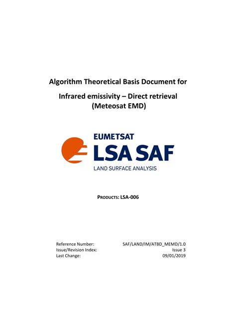 Pdf Algorithm Theoretical Basis Document For Infrared Emissivity