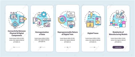 Mobile App Screen For Onboarding Digital Twin Characteristics Vector Website Characteristic