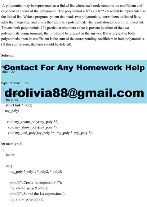 a polynomial may be represented as a linked list where each node cont pdf