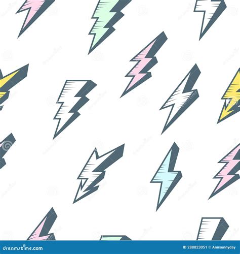 Cartoon Lightning Bolt Seamless Pattern Thunder Background Stock Vector Illustration Of Bolt