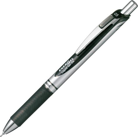 Pentel Energel Knock Ballpoint Pen 0 5mm Needle Tip Black Ink Silver