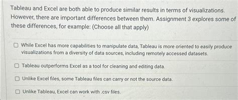 Solved Tableau And Excel Are Both Able To Produce Similar Chegg Com
