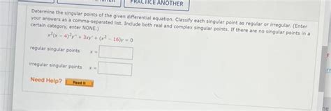 solved determine the singular points of the given