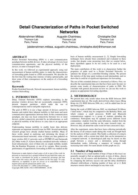 Pdf Detail Characterization Of Paths In Pocket Switched Networks