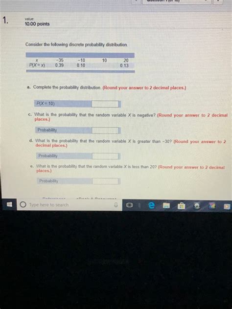 Solved Value Points Consider The Following Discrete Chegg