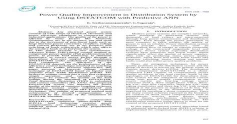 pdf power quality improvement in distribution system by using
