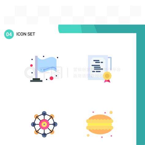 可编辑免抠元素 一套4矢量平面图标在网格上完成，机器，证书，邮票，科学可编辑矢量设计元素 模板免费下载 Eps格式 1500像素 编号39606351 千图网