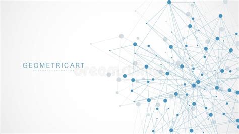 Geometric Abstract Background With Connected Line And Dots Structure Molecule And Communication