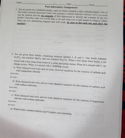 Solved Name Date Score Post Laboratory Assignment 1 You Are