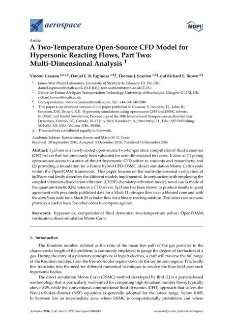 pdf a two temperature open source cfd model for hypersonic