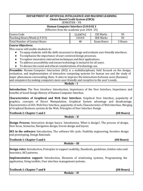 21am742 Human Computer Interface Pdf