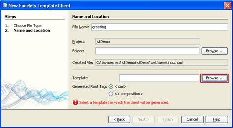 The Java Tutorial On How To Create The Template Client File For JavaServer Faces JSF Project