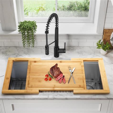 Bamboo Expandable Over The Sink Cutting Board With Juice Groove For