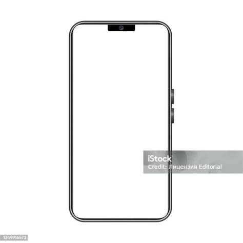 빈 흰색 화면 현대 개념스마트 폰 모형 카메라와 현실적인 얇은 가장자리 스마트 폰 휴대 전화와 함께 흰색으로 분리된 벡터 Brand Name Smart Phone에 대한