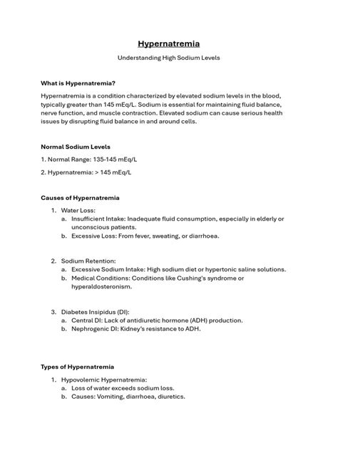 Hypernatremia Notes Pdf