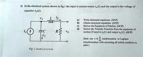 Solved 1 In The Electrical System Shown In Fig 1 The Input Is A