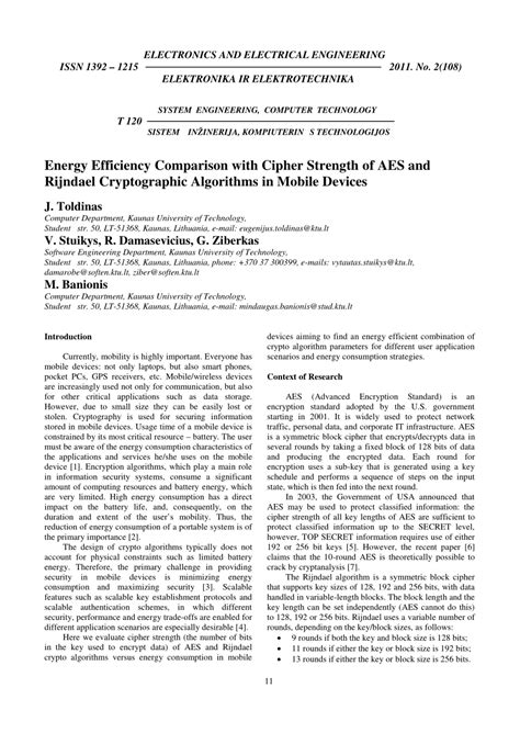 Pdf Energy Efficiency Comparison With Cipher Strength Of Aes And
