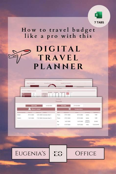 Digital Travel Planner For Excel Editable Template Excel Etsy Video Video Travel Planner