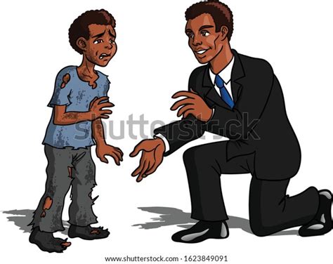 Vector Illustration Charitable Black Man Helping Stock Vector Royalty